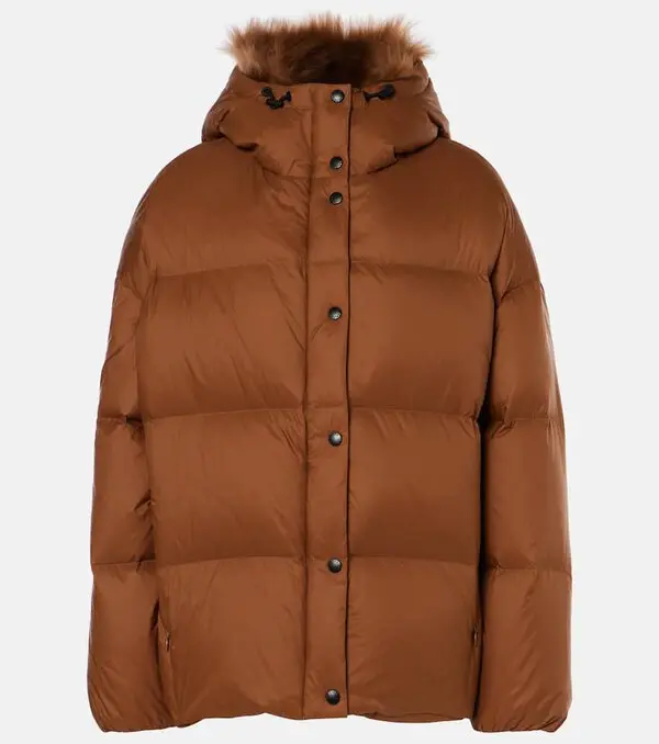 YVES SALOMON Shearling-trimmed Down Jacket - Orange