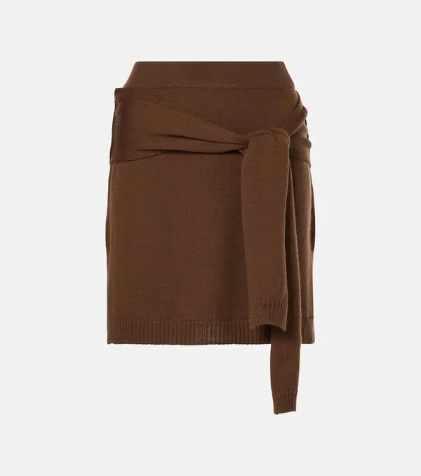 LEMAIRE Trompe L'oeil Wool-blend Miniskirt - Brown