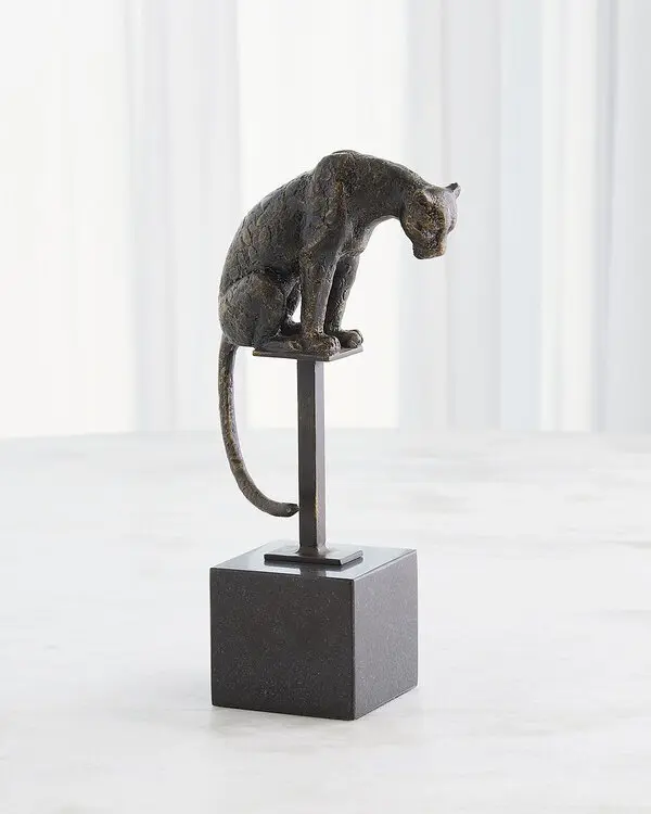 GLOBAL VIEWS Perched Jaguar On Stand Sculpture