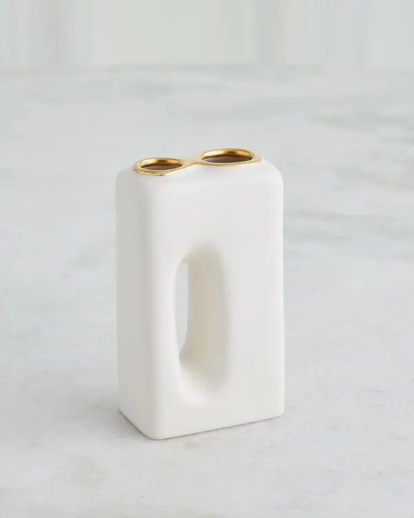 GLOBAL VIEWS Oh Yes Matte /gold Rim Vase, 6