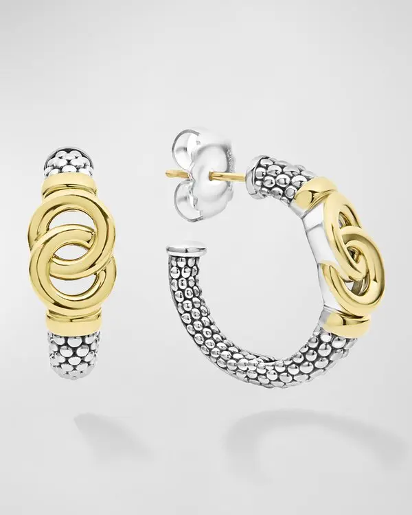 Lagos Signature Caviar Interlocking Hoop Earrings - Two Tone