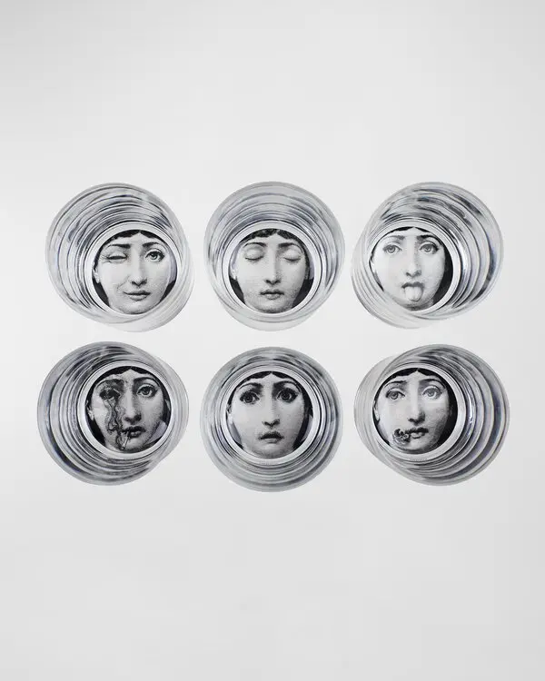 FORNASETTI Tema E Variazioni 1.5 Oz. Glasses, Set Of 6 - Blackwhite