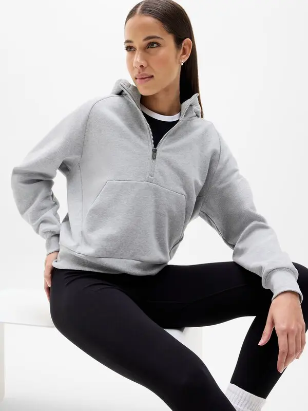 Athleta Forever Fleece Half-zip Hoodie - Grey