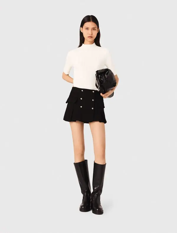 Maje Cotton And Silk Ribbed Top - Ecru