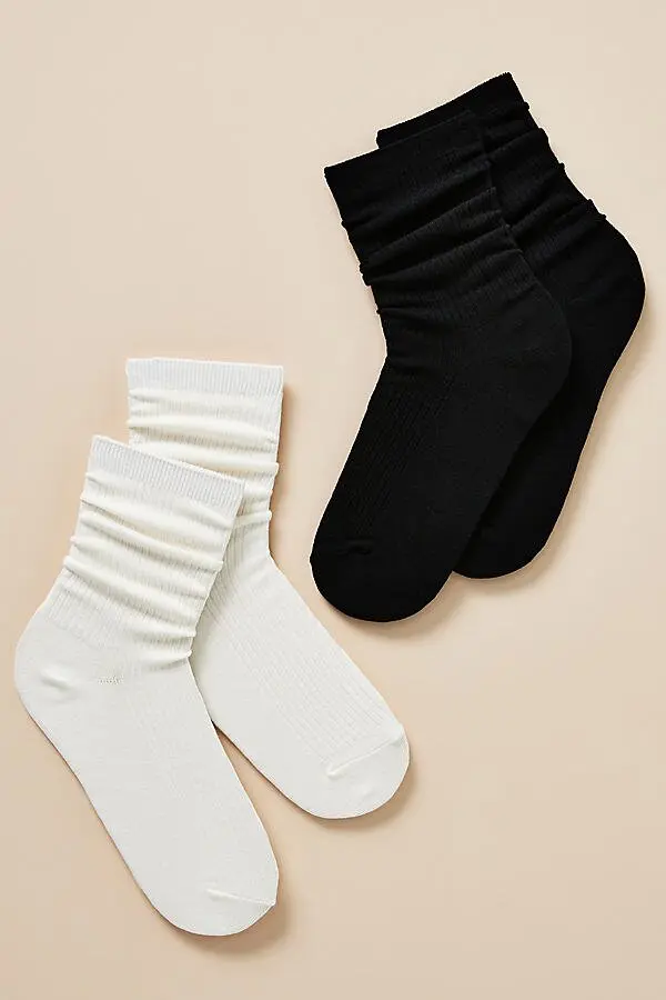 Anthropologie Ribbed Trouser Socks Set - Black & White Pattern