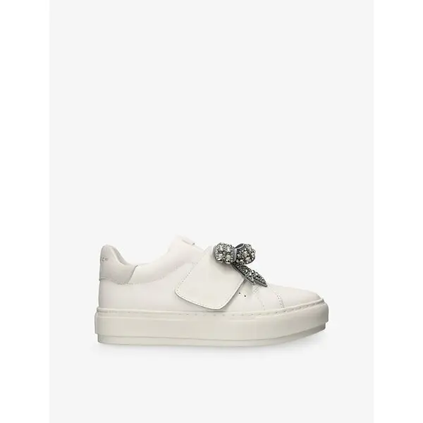 Kurt Geiger Laney Bow-embellished Leather Low-top Trainers