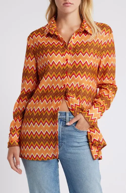 MISTRESS ROCKS Chevron Stripe Oversized Shirt