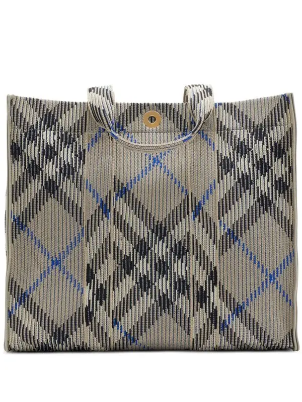 Burberry Check Knitted Medium Tote Bag - Neutrals