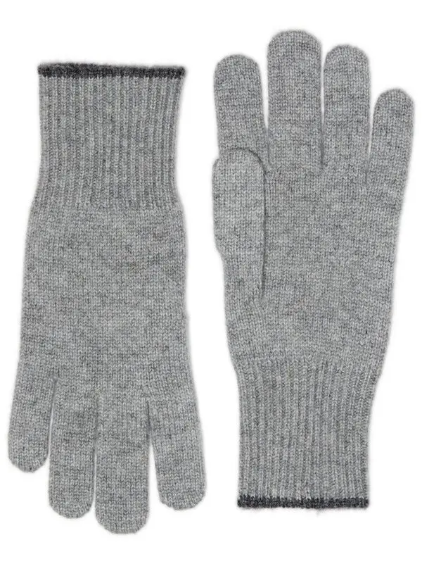 Brunello Cucinelli Ribbed-knit Cashmere Gloves - Grey