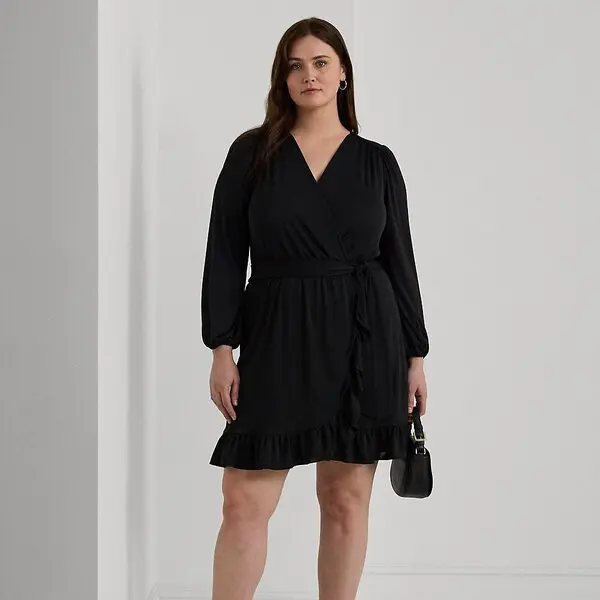 Ralph Lauren Belted Stretch Jersey Dress In Black - 34% Off | Editorialist