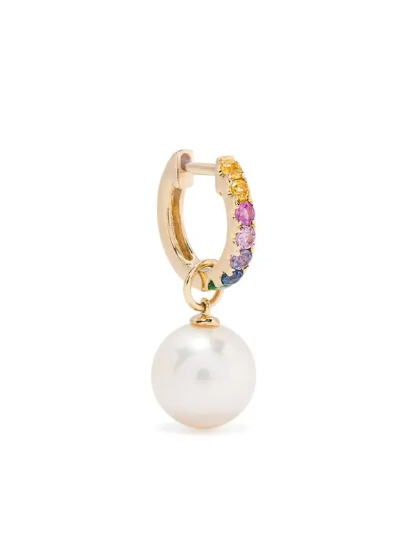 ROXANNE FIRST 14k Yellow Sapphire And Pearl Huggie Earring