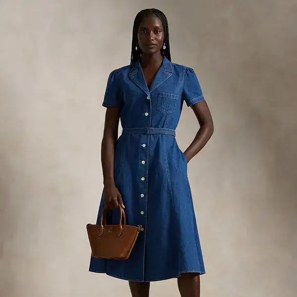 Ralph Lauren Buttoned Denim Midi Dress In Indigo - 40% Off | Editorialist