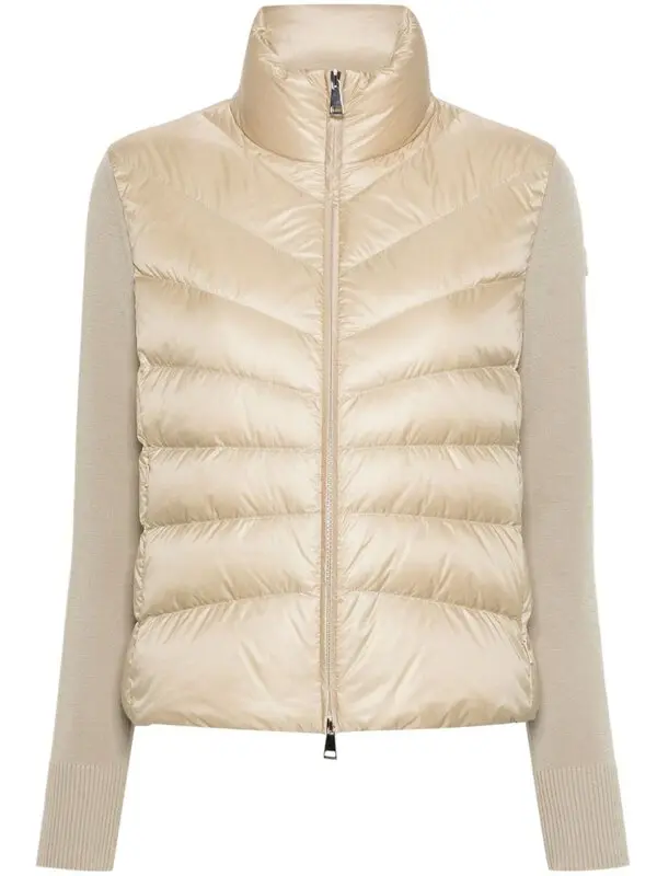 Moncler Knitted-sleeve Puffer Jacket - Neutrals