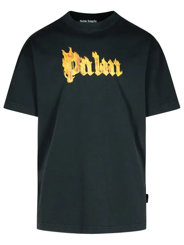★人気★【Palm Angels】'burning Palm' Black Oversize T-shirt Palm Angels Burning Palm' Cotton Oversize T Shirt In Black