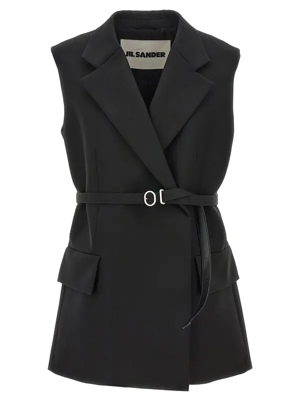 JIL SANDER Belted Wool Vest