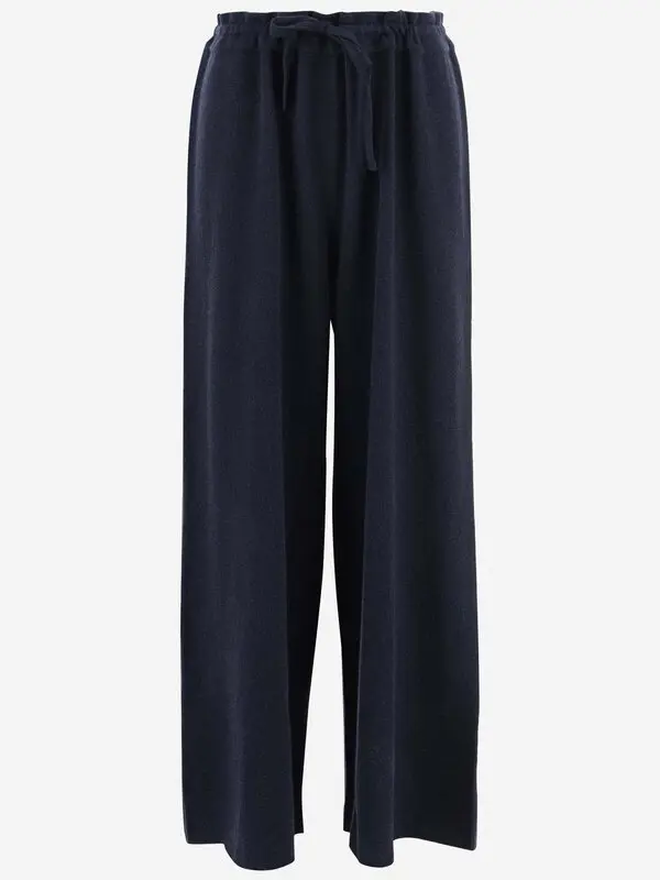 JIL SANDER Cashmere Wide Leg Pants - Blue