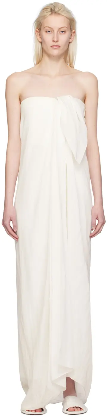 The Row Madeleine Strapless Draped Gown Ivr Ivory 50% Off