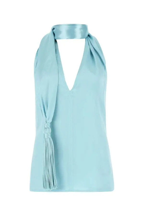 Bottega Veneta Satin Top - Blue