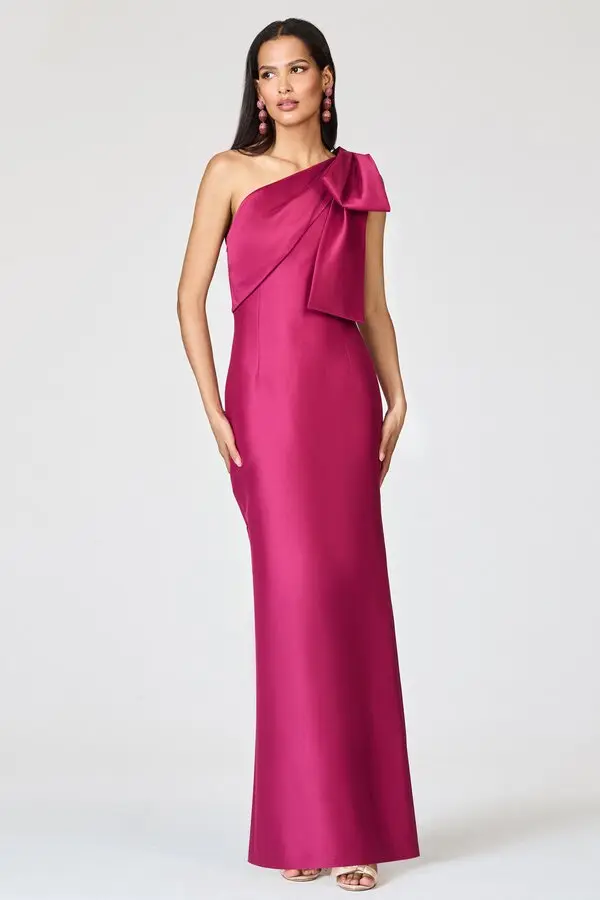 Sachin & Babi Bonnie One-shoulder Column Gown - Rhodolite