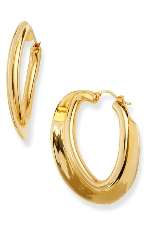 Oscar De La Renta O-disc Hoop Earrings - Gold