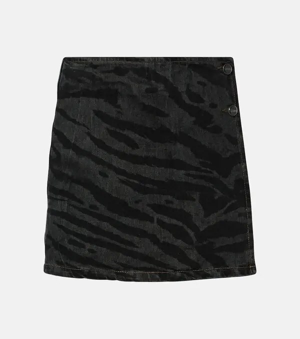 GANNI High-rise Denim Wrap Skirt - Black