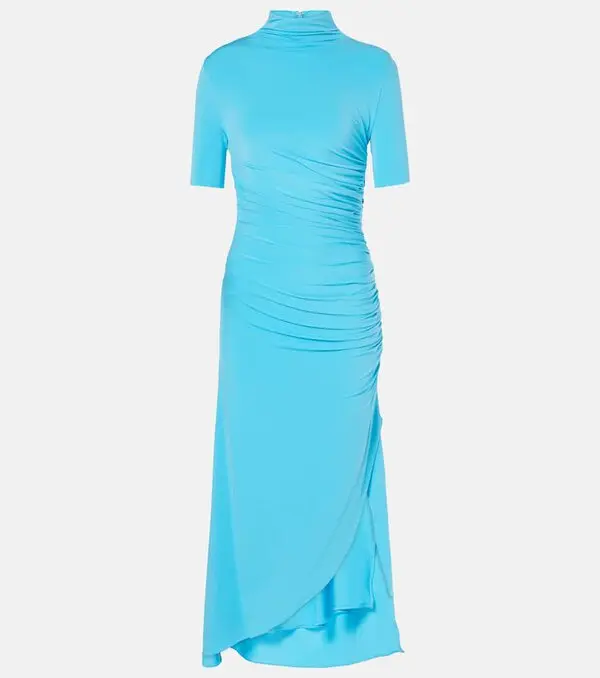 Alaïa Draped Asymmetric Midi Dress - Blue