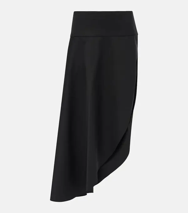 Alaïa Asymmetric Wool Midi Skirt - Black