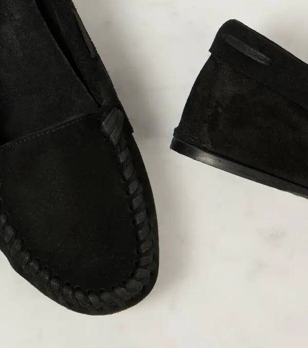 THE ROW Mabel Suede Loafers - Black