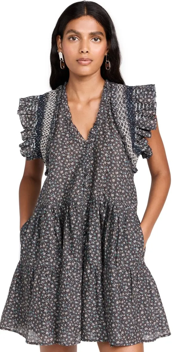 Sea Maia Floral Print Flutter Sleeve Tunic Dress