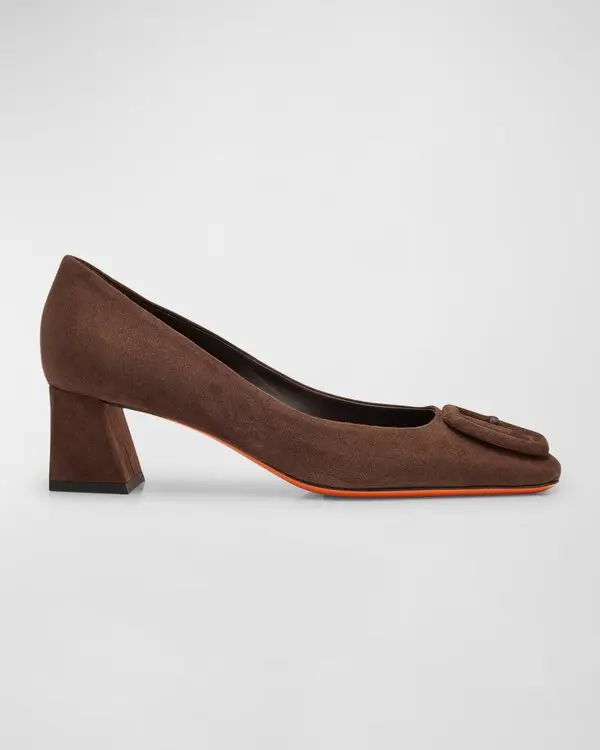 Santoni Suede Block-heel Pumps - Brown