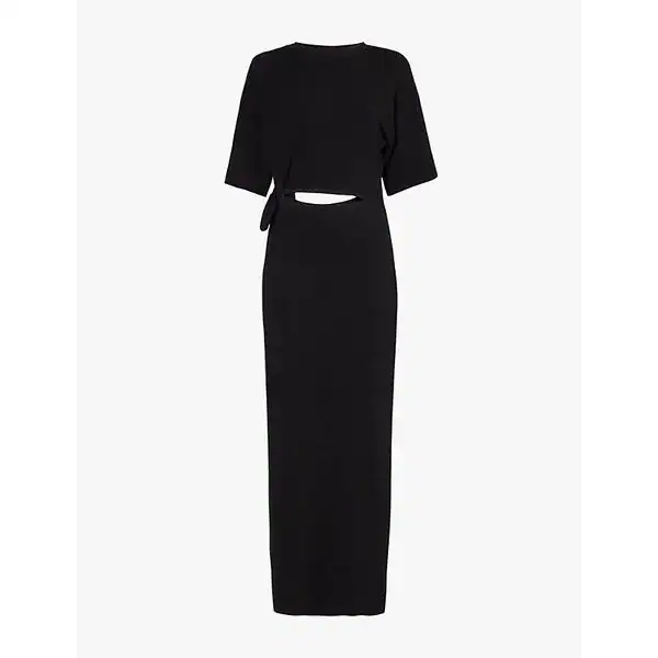 4th & Reckless Short-Sleeved Cut-Out Stretch-Jersey Maxi Dress - Black |  Editorialist