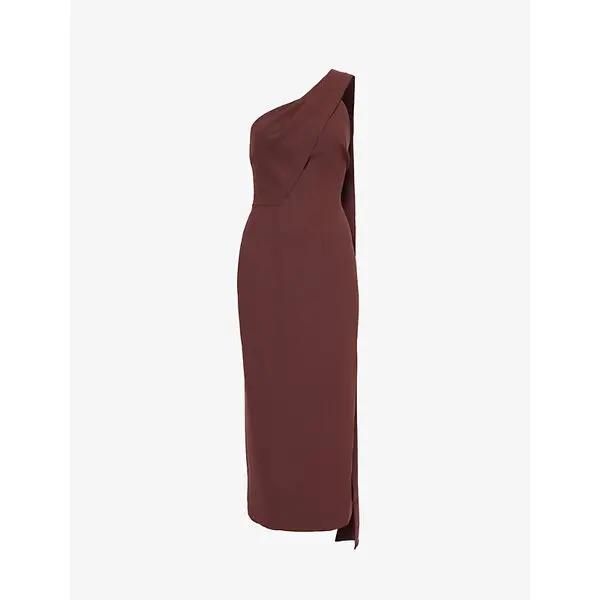 strapless open back dress Roland Mouret Asymmetric Wool Silk Midi Dress Black Black main image 1