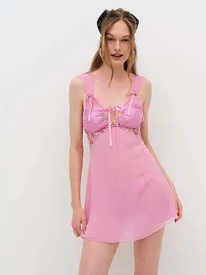 strapless open back dress Pink Lingerie Slip Dress with Thong – Self Care Shop