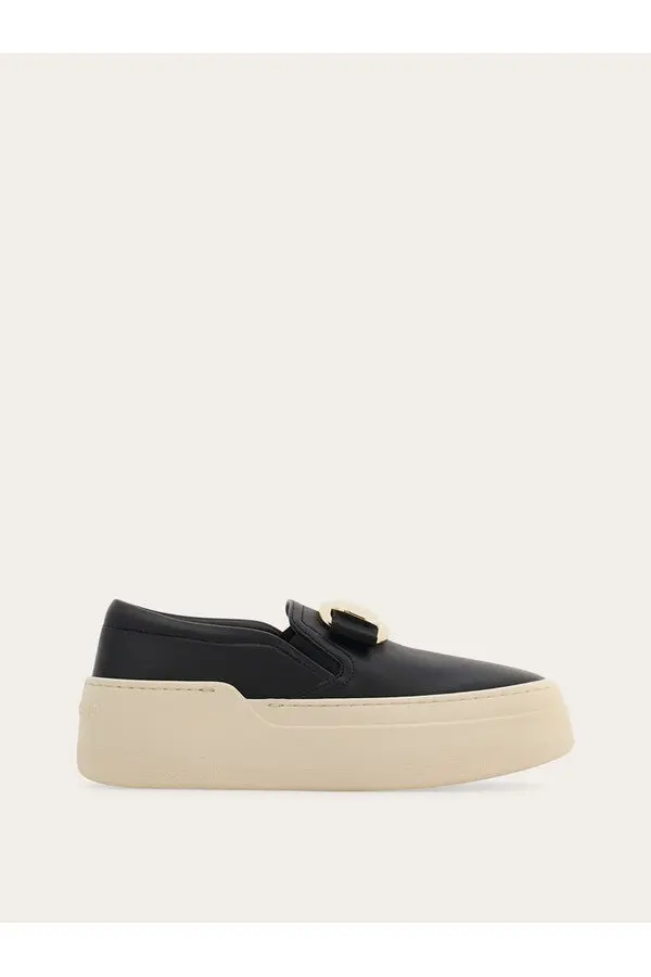 FERRAGAMO Vara Plate Slip-on - Black