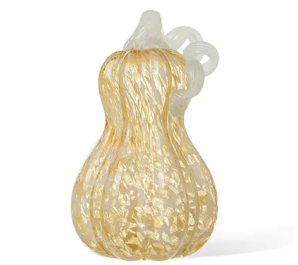 GLITZHOME 8.5'h Fall Colorful Dots Glass Gourd