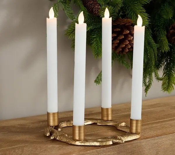 LAUREN MCBRIDE 8' Round Antler Taper Holder W/ Wax Led Tapers Lauren Mcbri