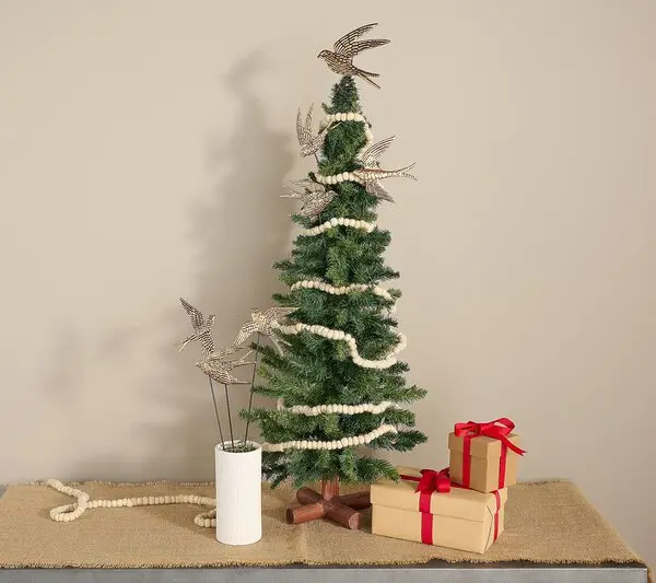COZY COTTAGE BY LIZ MARIE Set Of 6 Bird Tree Picks & Topper