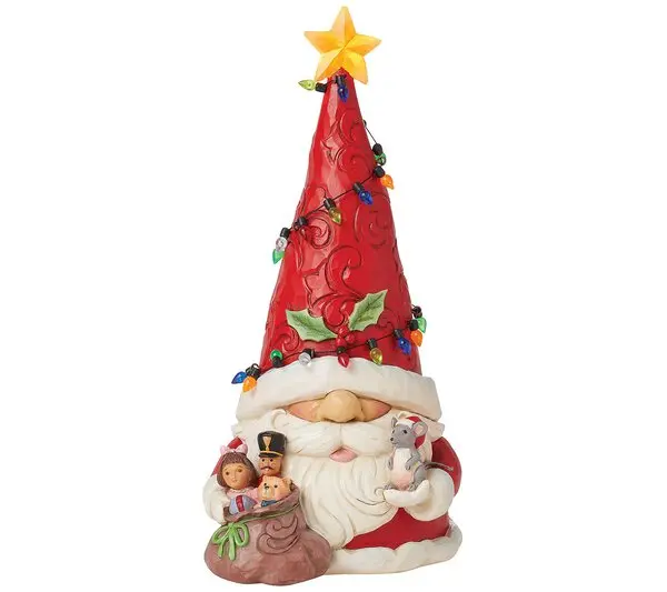 JIM SHORE Gnome Santa Wrap In Lights Fig