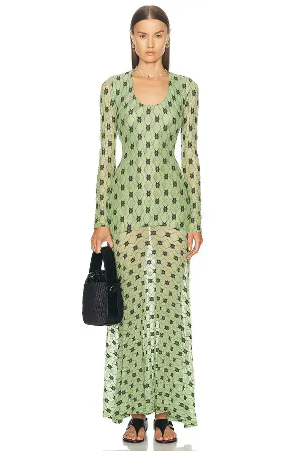 siedres green dress Seidres raye Scarf Detail Green dress by SIEDRES