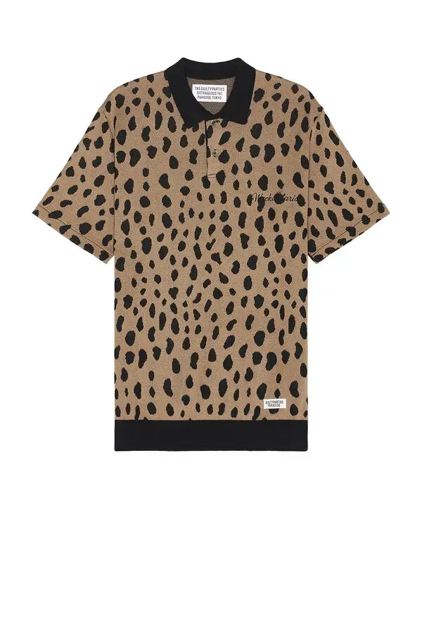 Wacko Maria Leopard Knit Polo Shirt In Brown - 55% Off | Editorialist
