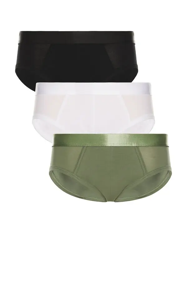 CDLP 3 X Y Briefs - Black  White  & Sage