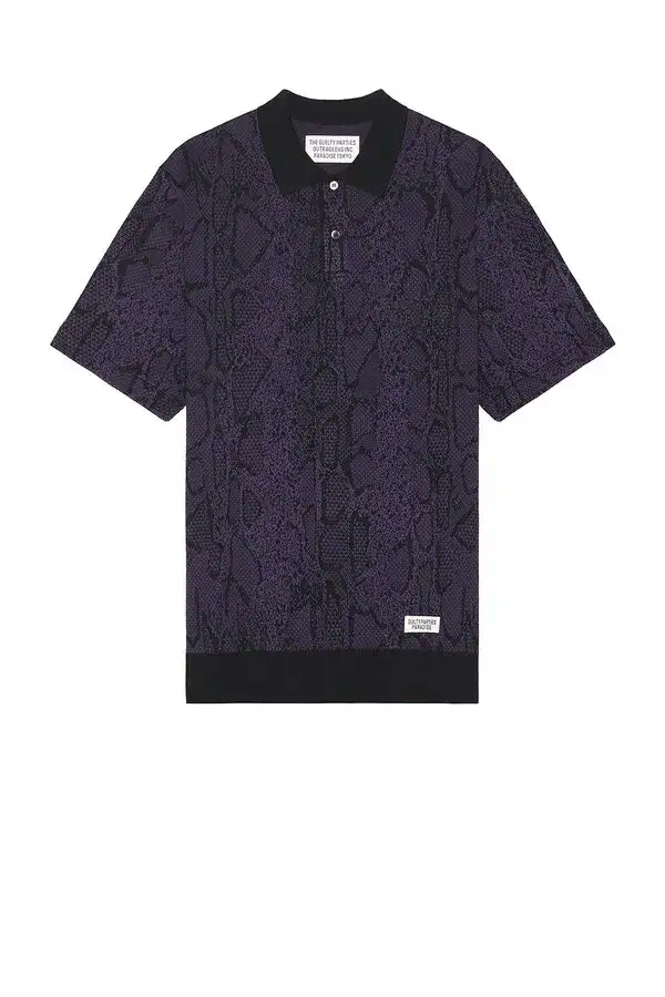 トップス WACKO MARIA Python Knit Polo Shirt M Wacko Maria Mens Python Knit Polo Shirt – Extra Butter