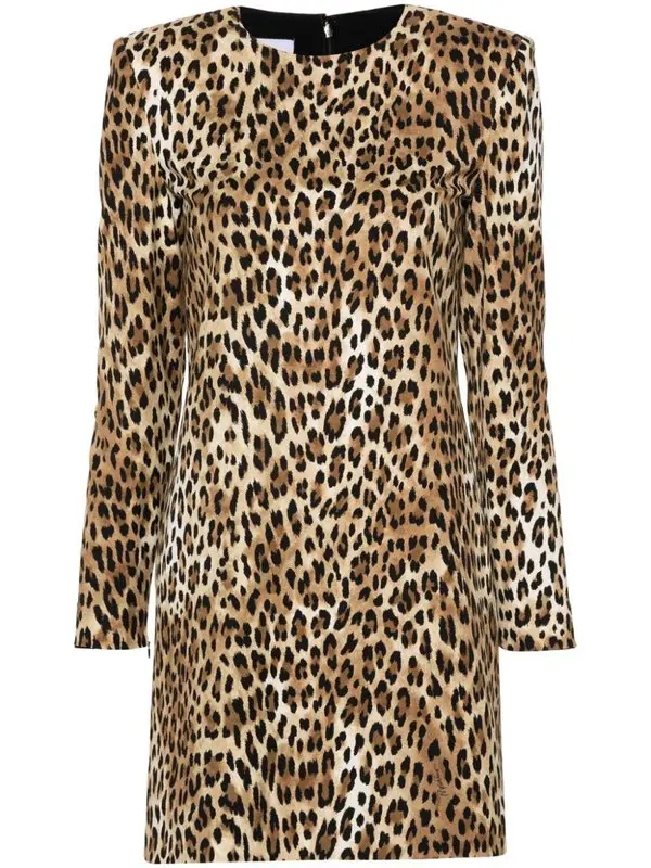 Moschino Leopard-print Mini Dress - Brown