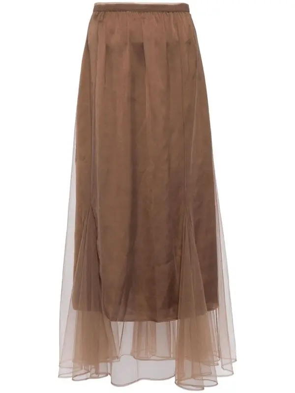 JNBY Point D'esprit Tulle Maxi Skirt - Brown