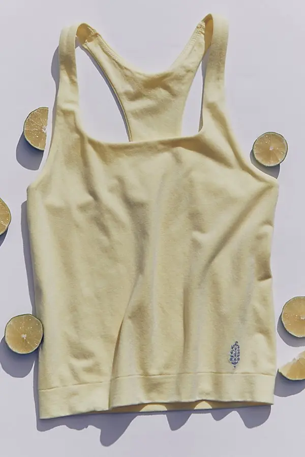 Free People Go To Smooth Square Neck Cami - Washed Sour Citrus