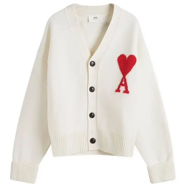Ami Adc Big Cardigan - Off-white/red