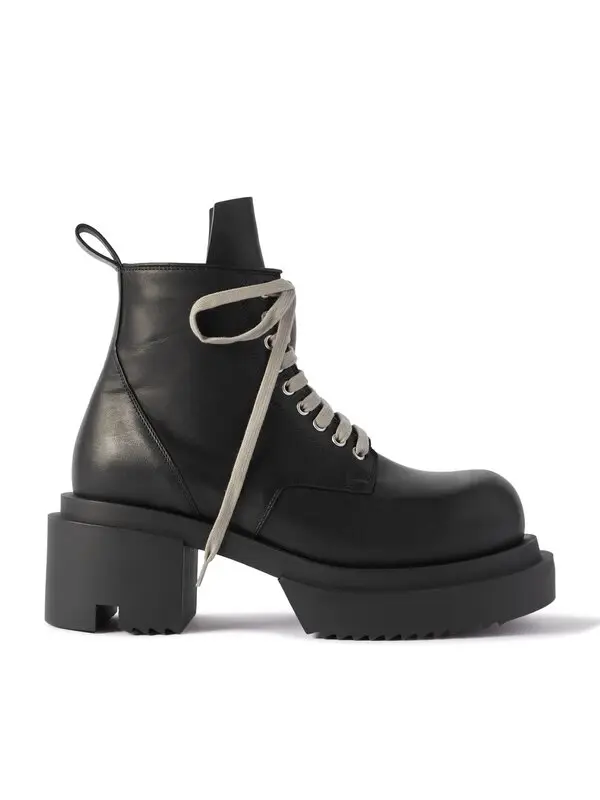 Rick Owens Low Army Bogun Leather Boots - Black | Editorialist