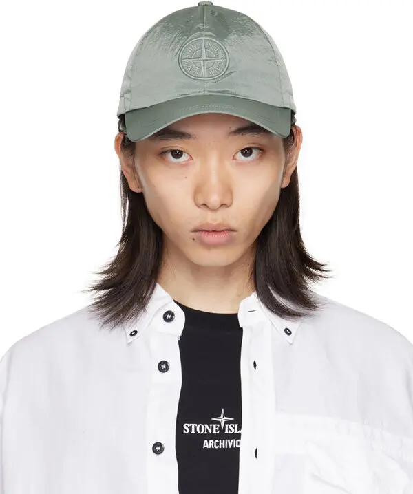 Stone Island Nylon Metal Cap In V0066 Grey Green - 30% Off 