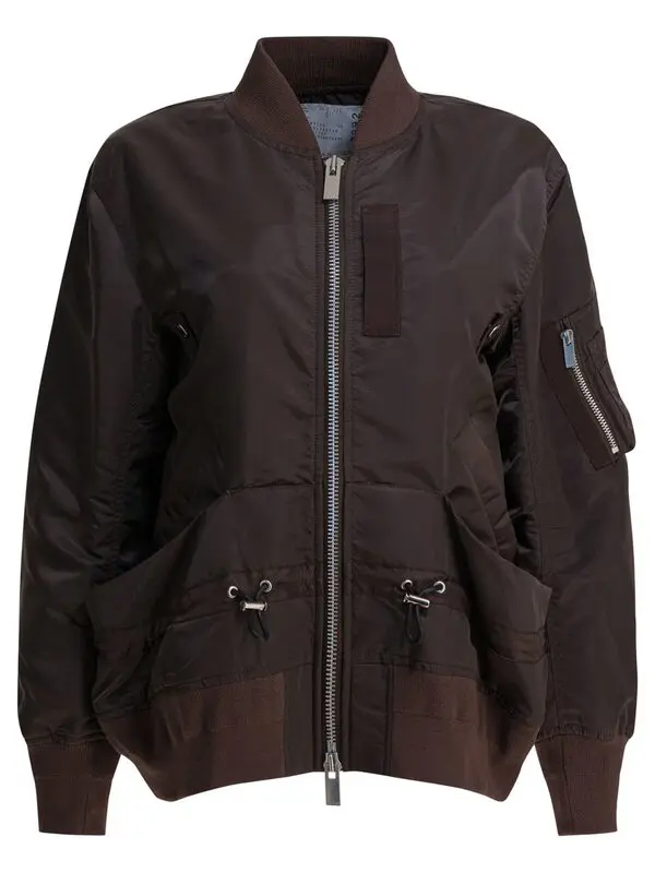 Sacai Nylon Twill Bomber Jacket - Brown