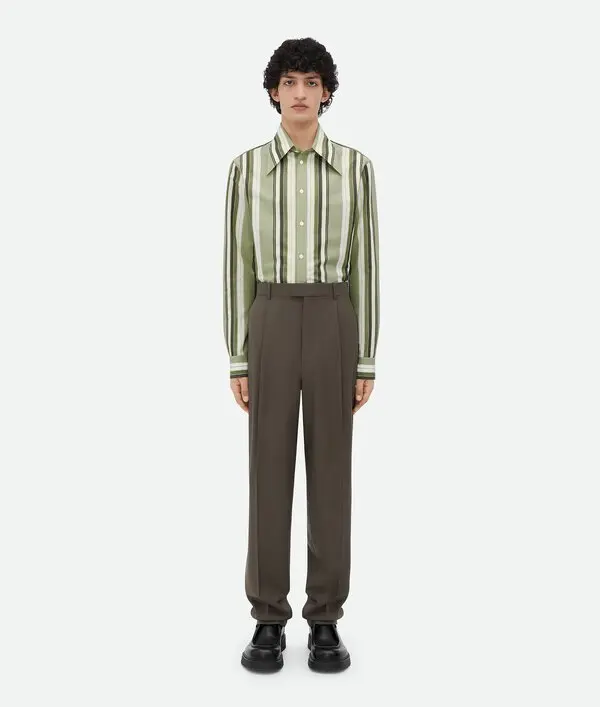 Bottega Veneta Light Wool Twill Trousers - Olive